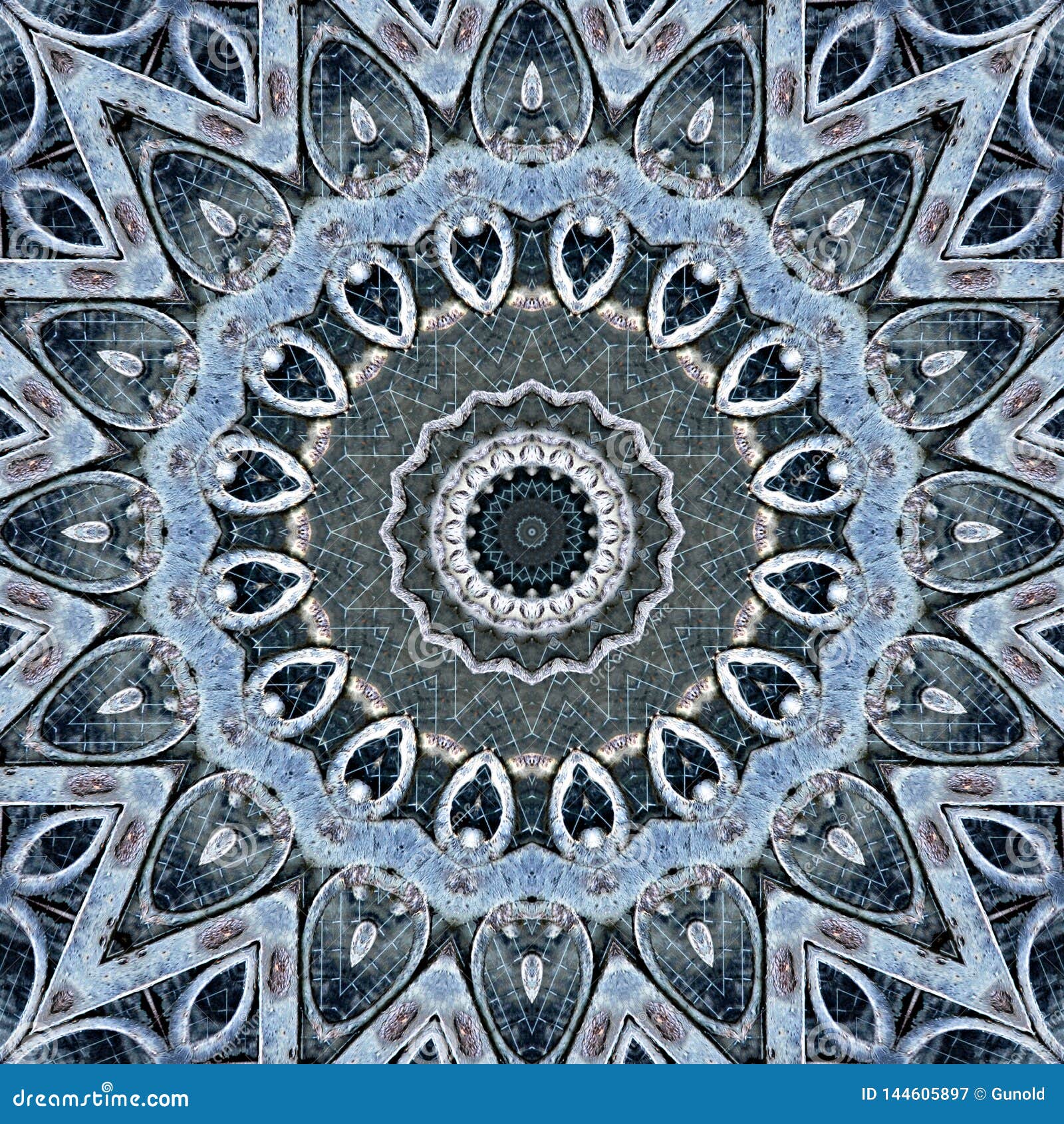 Wrought Iron Railing and Clinker Brickwork Seen through Kaleidoscope ...