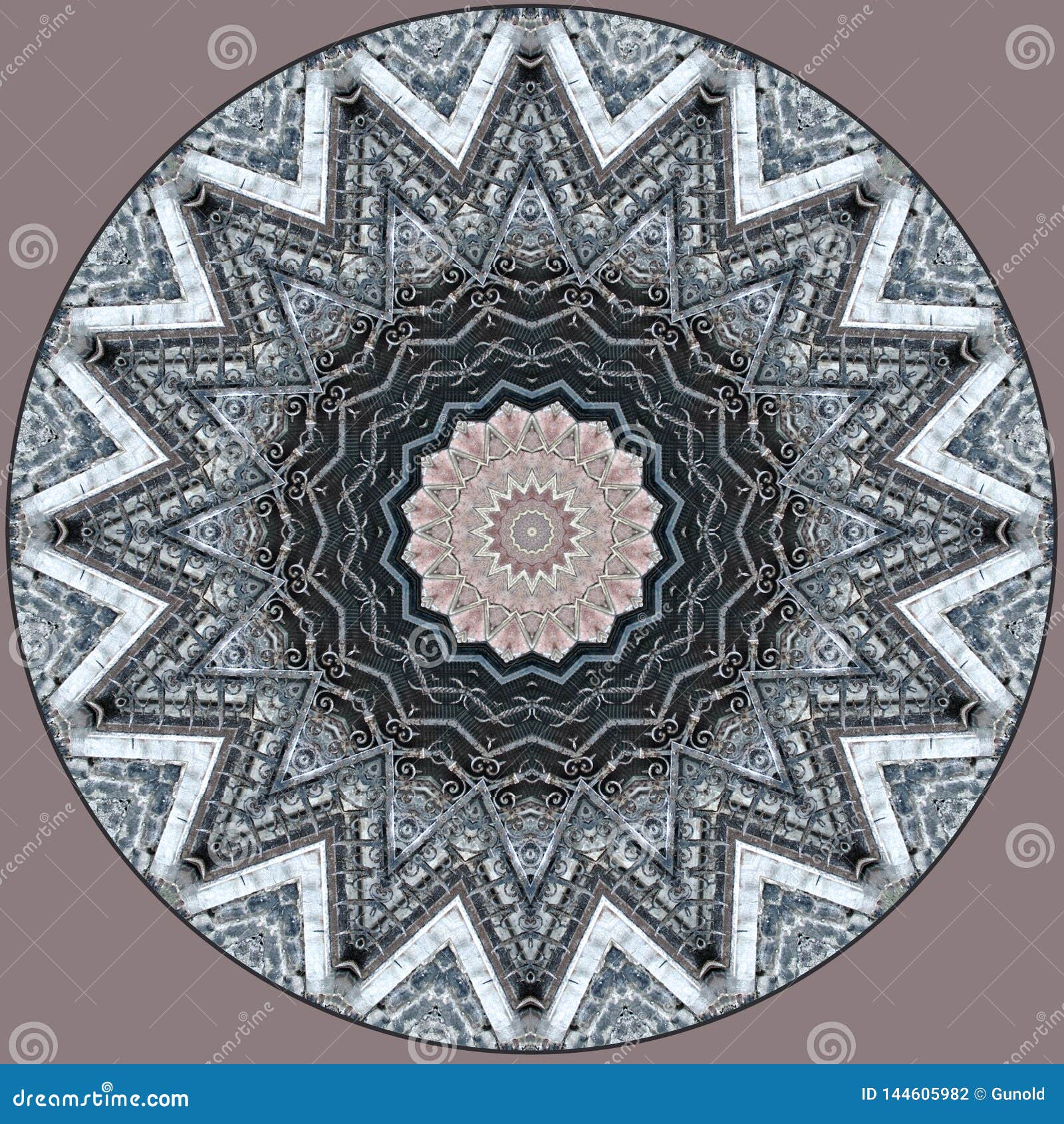 Wrought Iron Railing and Clinker Brickwork Seen through Kaleidoscope ...