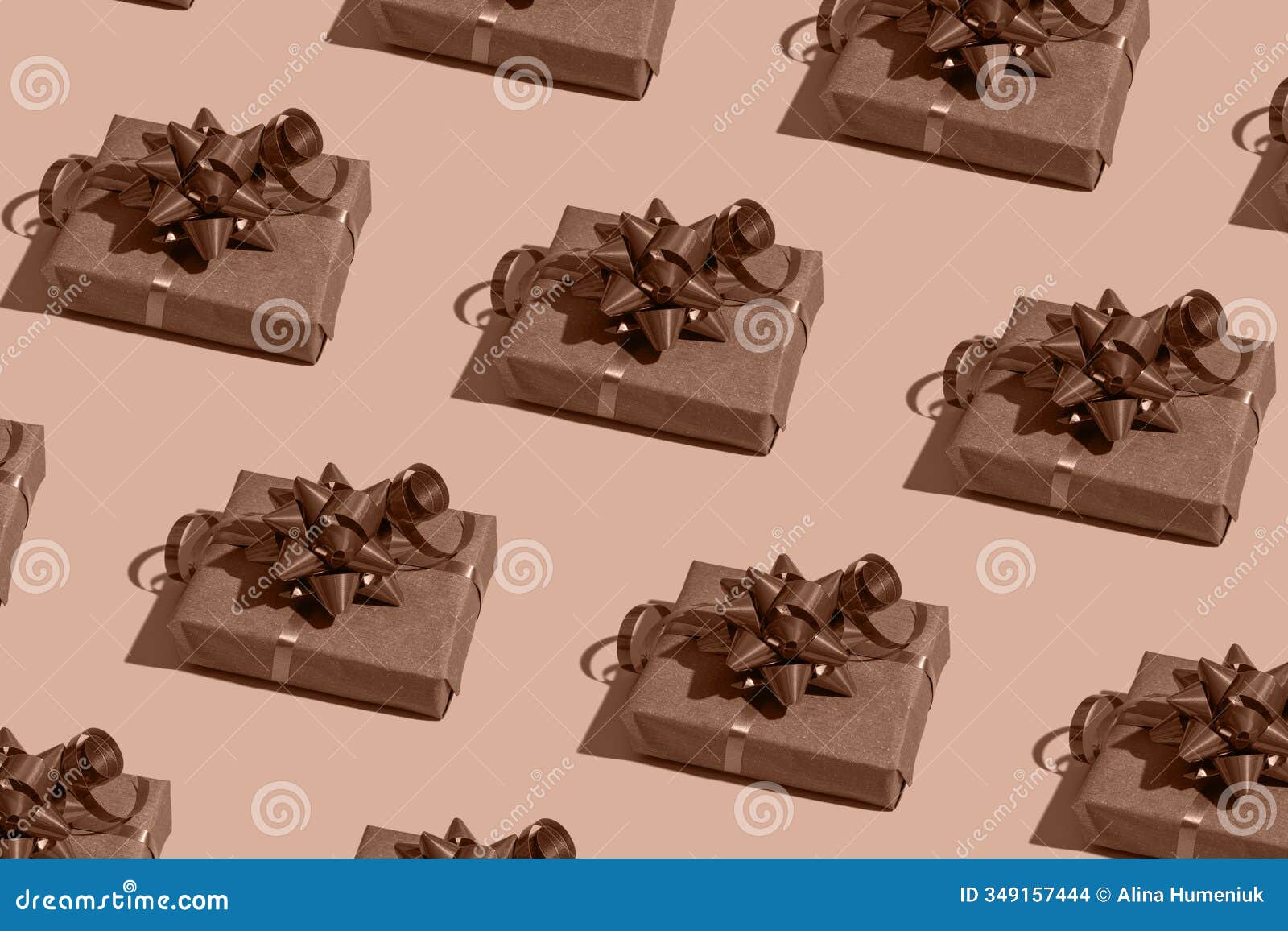 Pattern Made from Gift Boxes Mocha Mousse Trendy 2025 Colour Stock ...