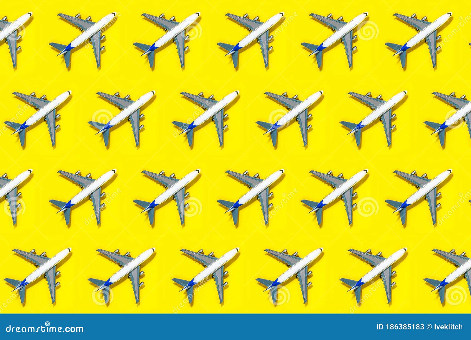 Pattern Made of Model Airplane on Yellow Background. Stock Image ...