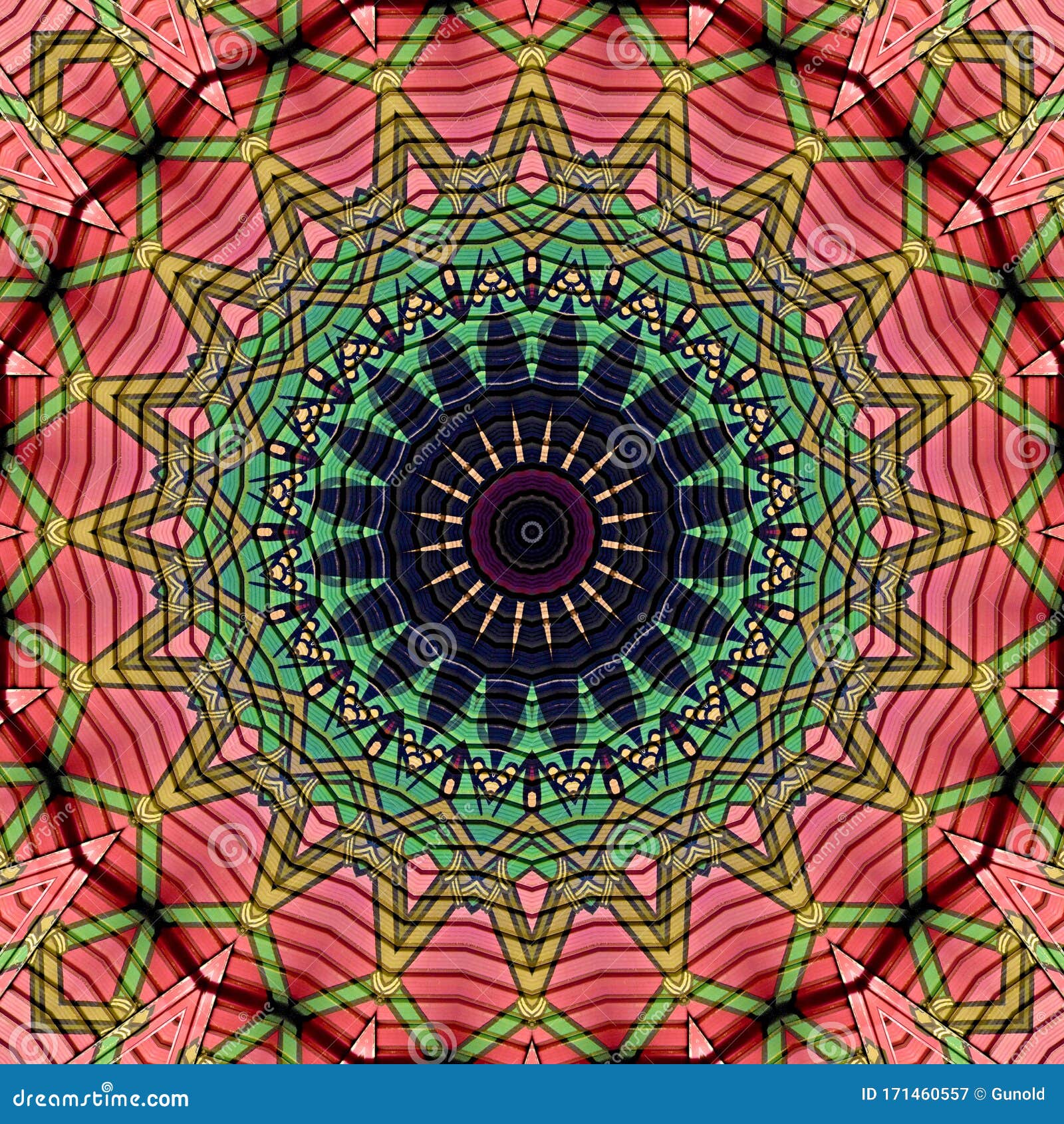 Painted Shutter Gates Seen Through Kaleidoscope Stock Image ...