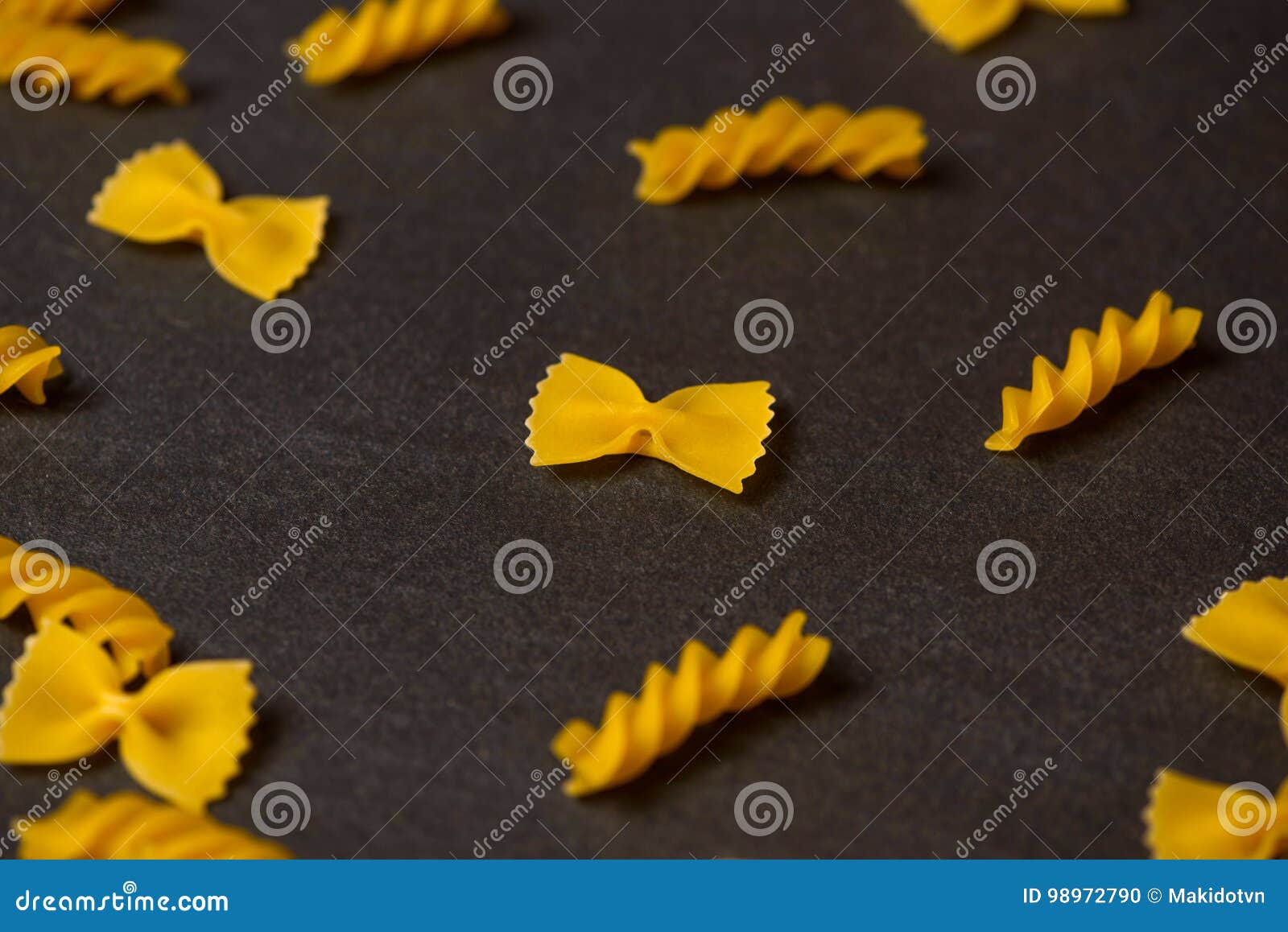 Pattern Made of Pasta on Dark Background. Stock Photo - Image of ...