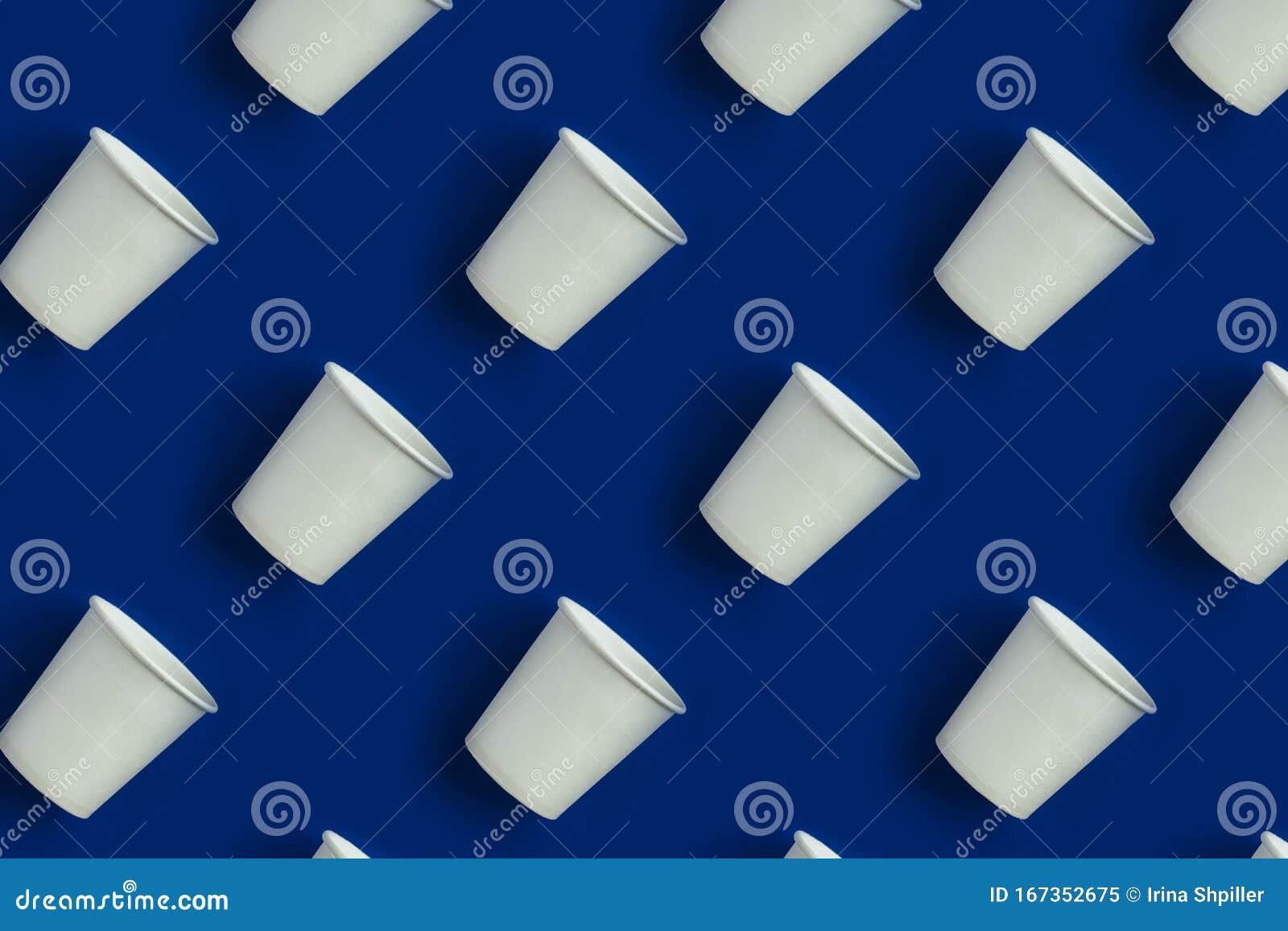Pattern Made with White Paper Cups on Blue Background Stock Image ...