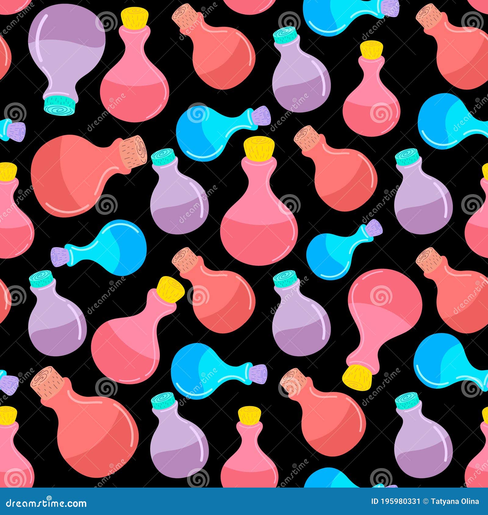 Pattern with Magic Potions. Magic Pattern Stock Vector - Illustration ...