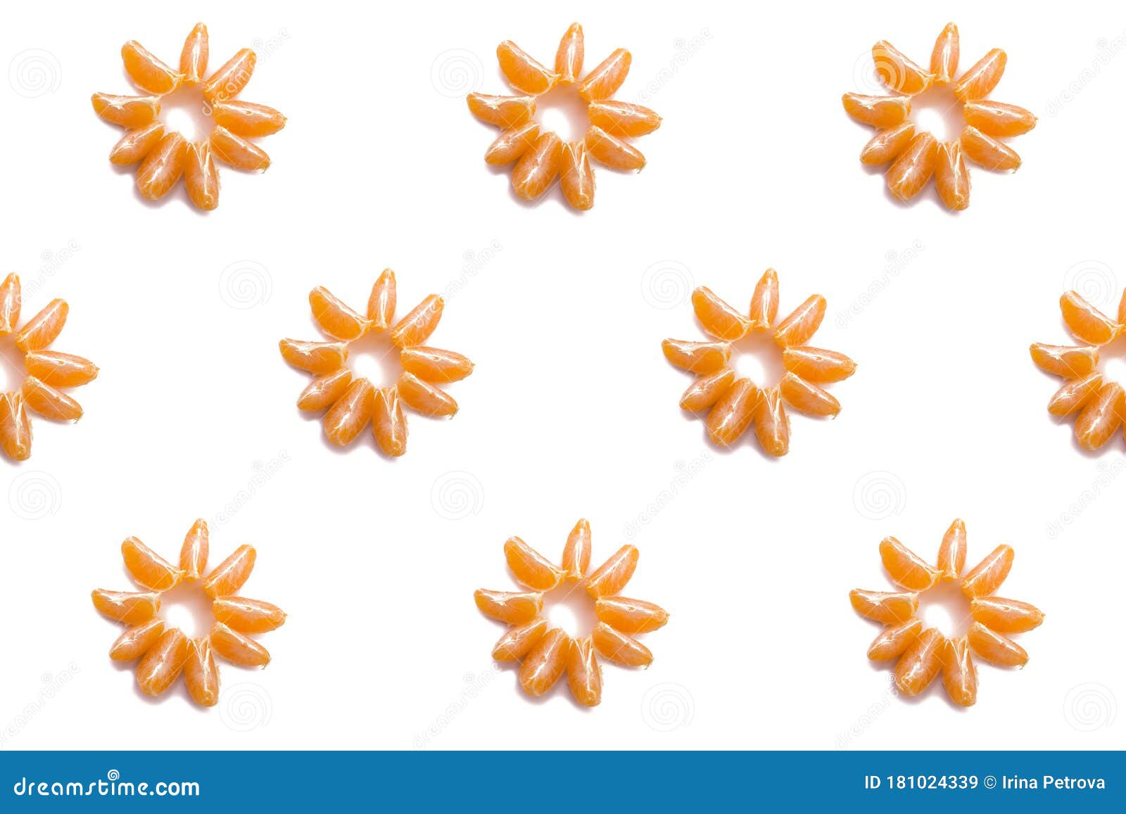 A Pattern of Mandarin Pieces Laid Out in the Form of a Flower on a ...