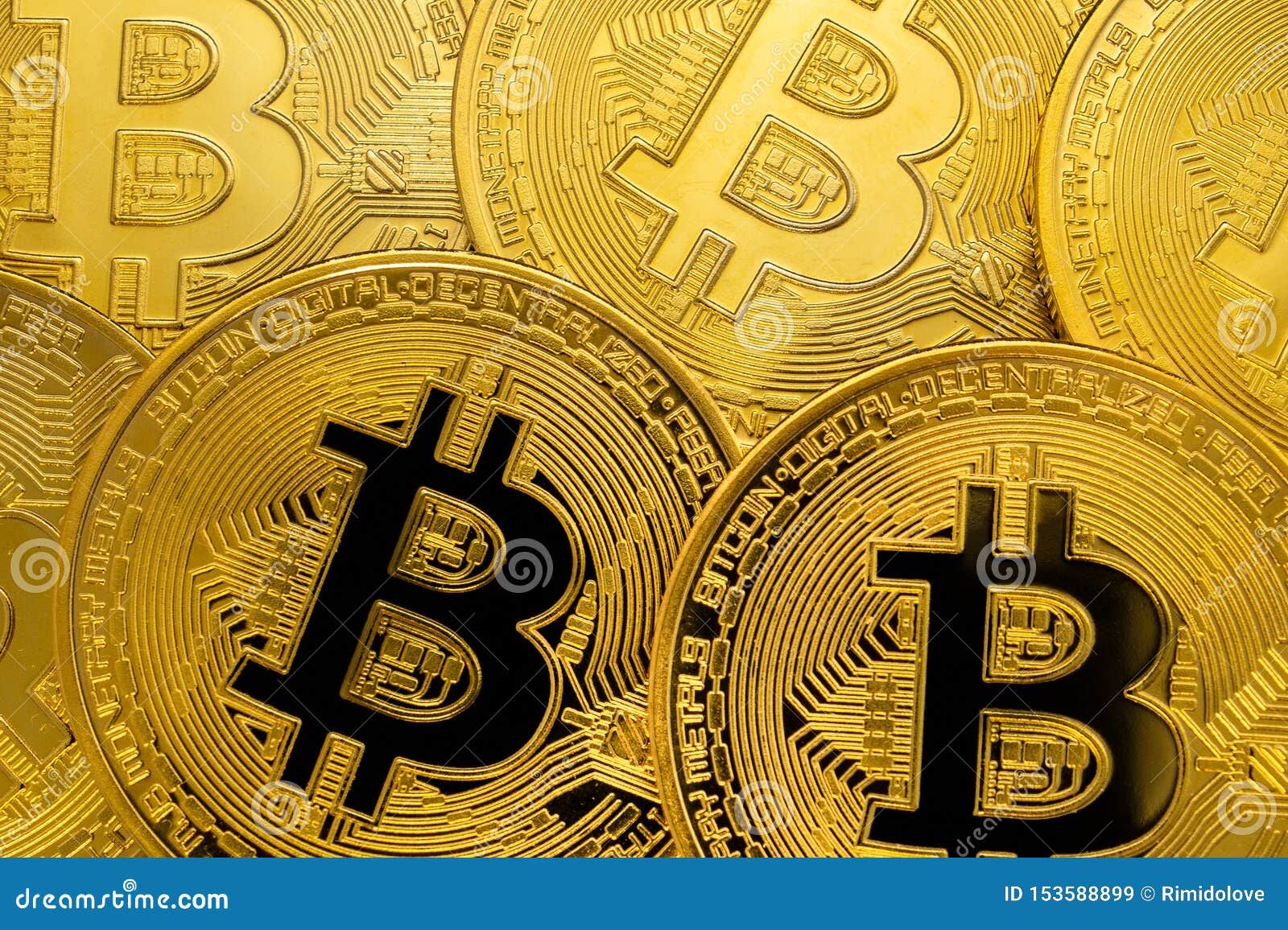 Pattern of Many Golden Bitcoins. Cryptocurrency Mining Concept Stock ...