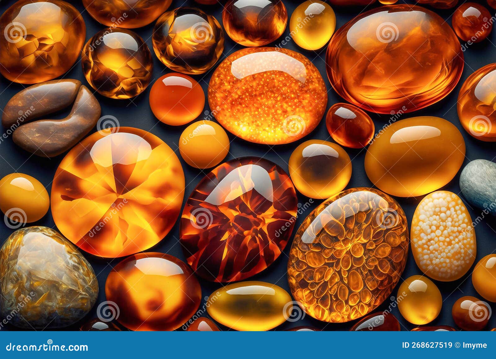 Pattern of Many Various Smooth Amber Stones. Generative AI Stock ...