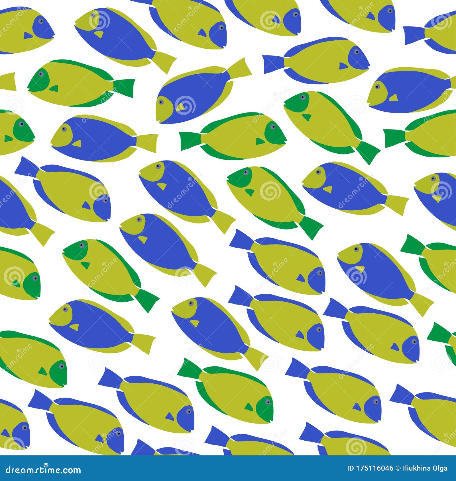 Pattern of Marine Different Blue and Green Fish Stock Illustration ...