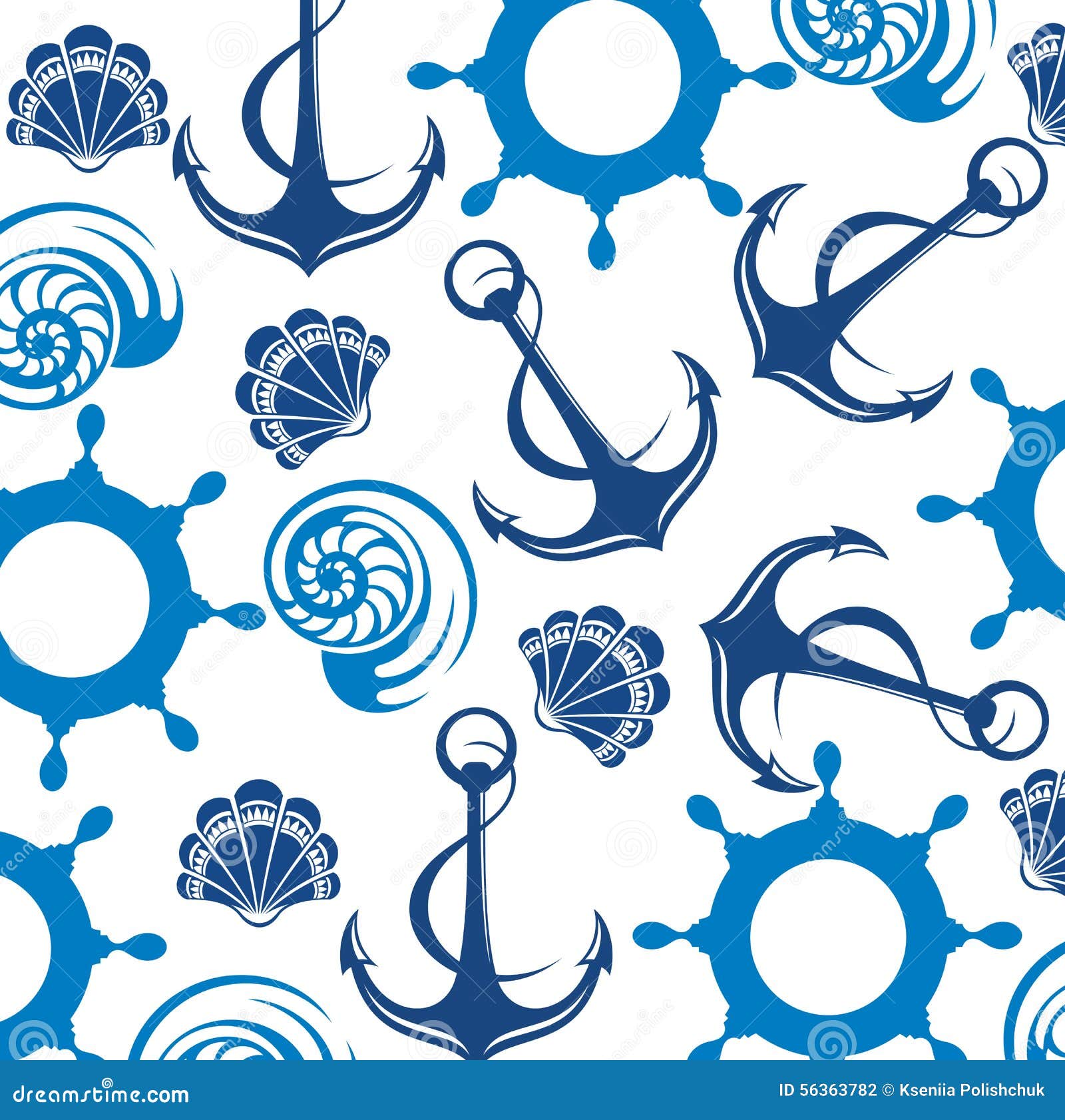 Pattern with marine motifs stock illustration. Illustration of ocean ...