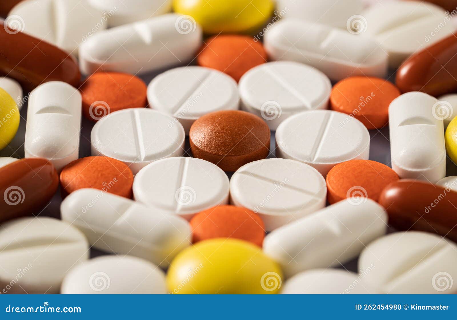 Pattern from Medical Tablets, Pills and Capsules. Close Up of White ...