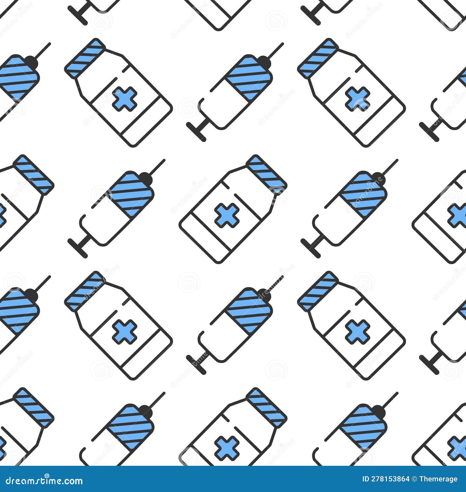 Pattern Medicine Syringes with Needle and Medicine Bottle Vector Stock ...