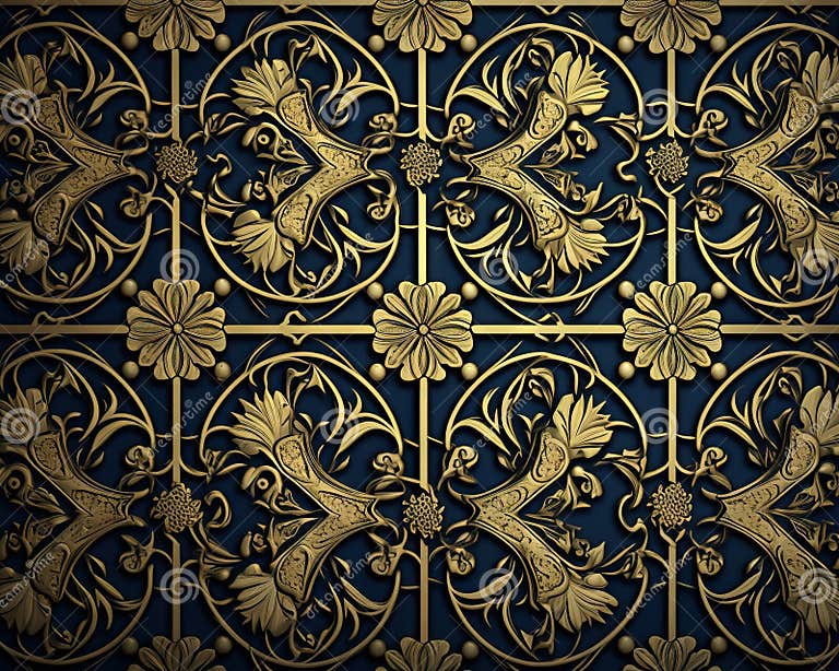 The Pattern is Medieval Floral Geometry Pattern. Stock Illustration ...