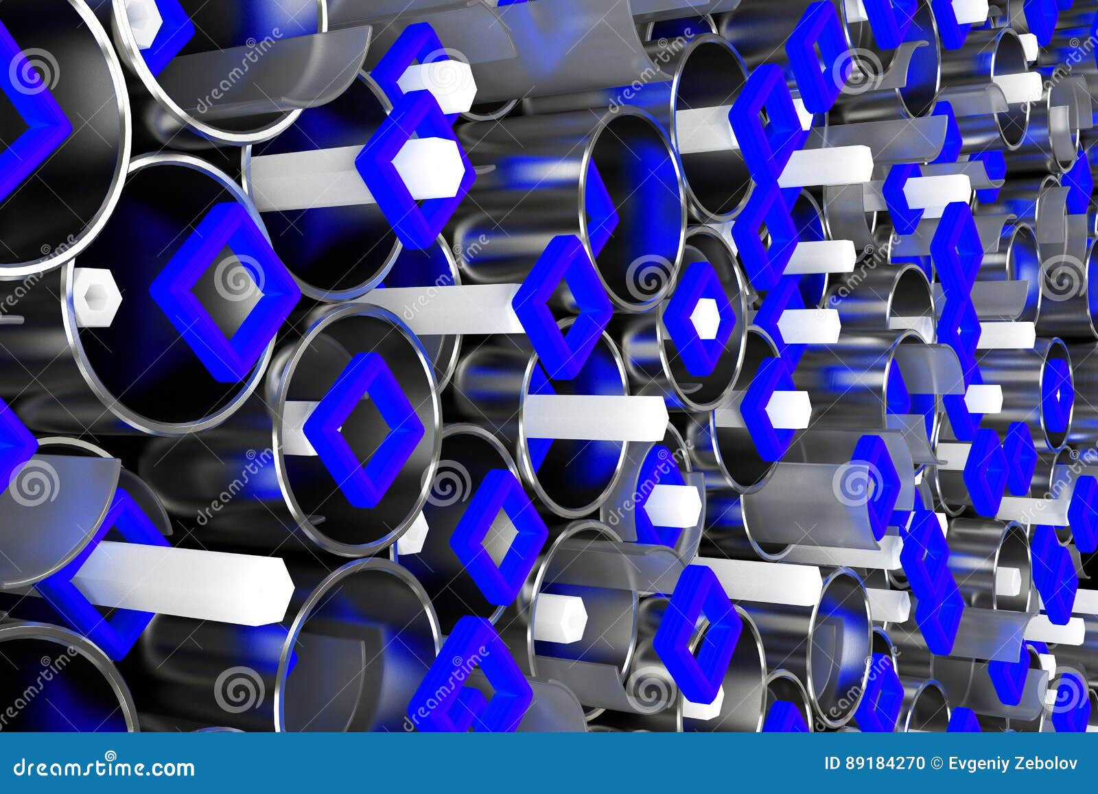 Pattern of Metal Tubes, Hexagons, Square Elements and Glass Surfaces ...