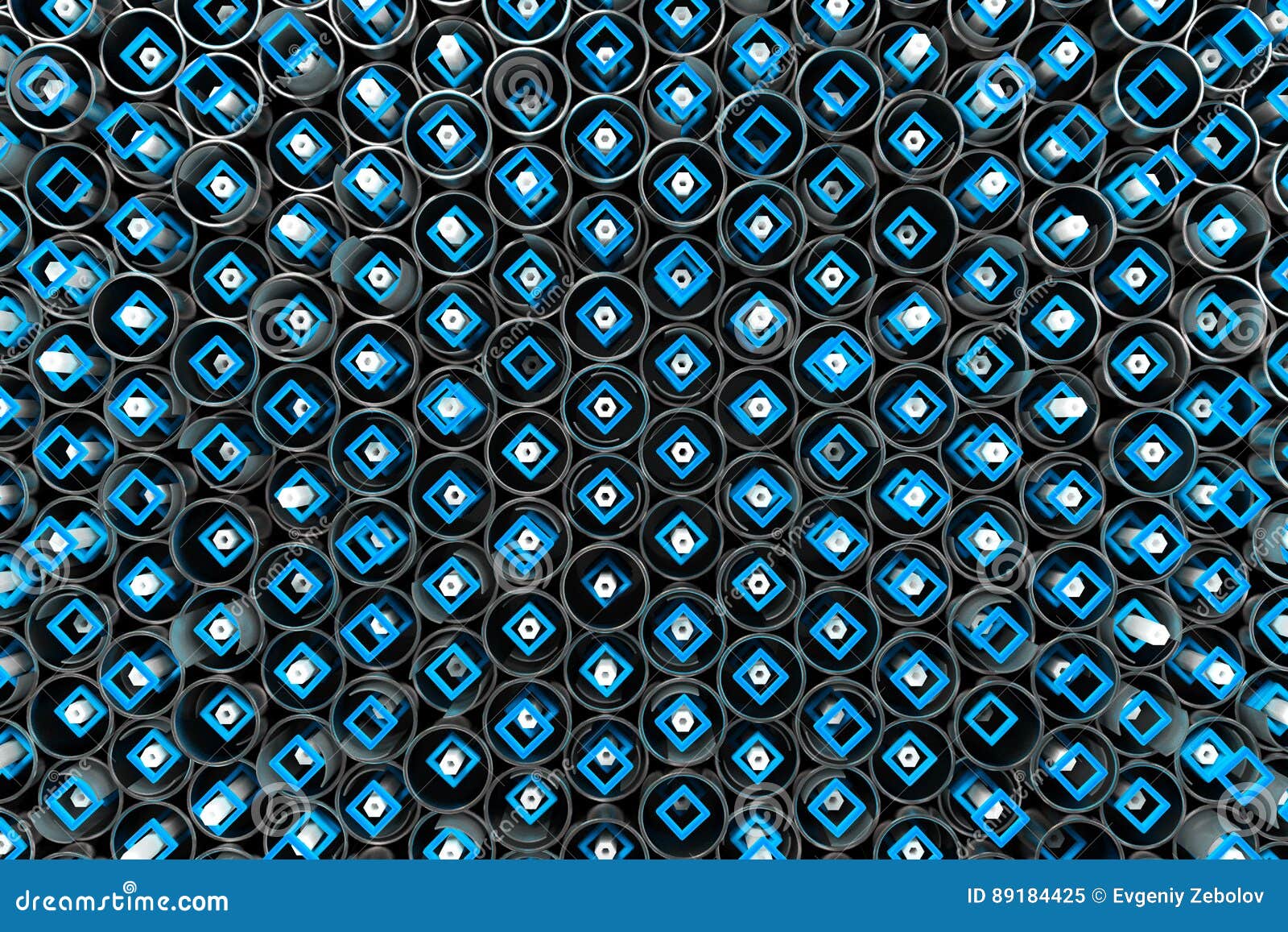 Pattern of Metal Tubes, Hexagons, Square Elements and Glass Surfaces ...