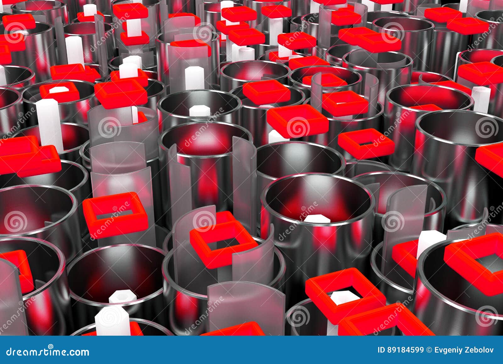 Pattern of Metal Tubes, Hexagons, Square Elements and Glass Surfaces ...