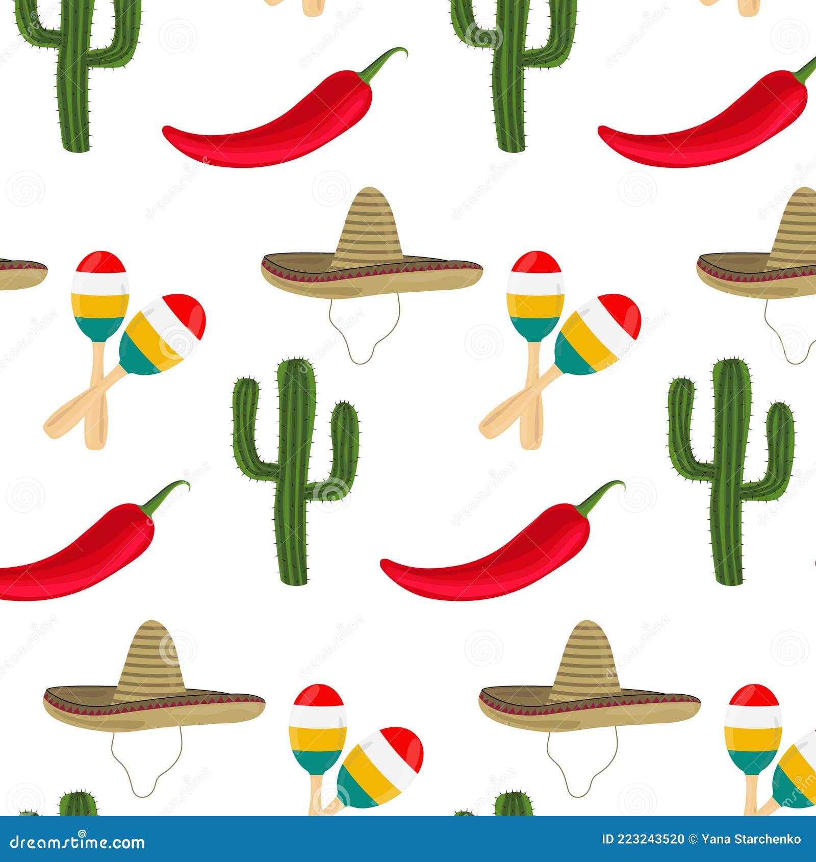 Pattern in Mexican Style on a White Background Stock Vector ...