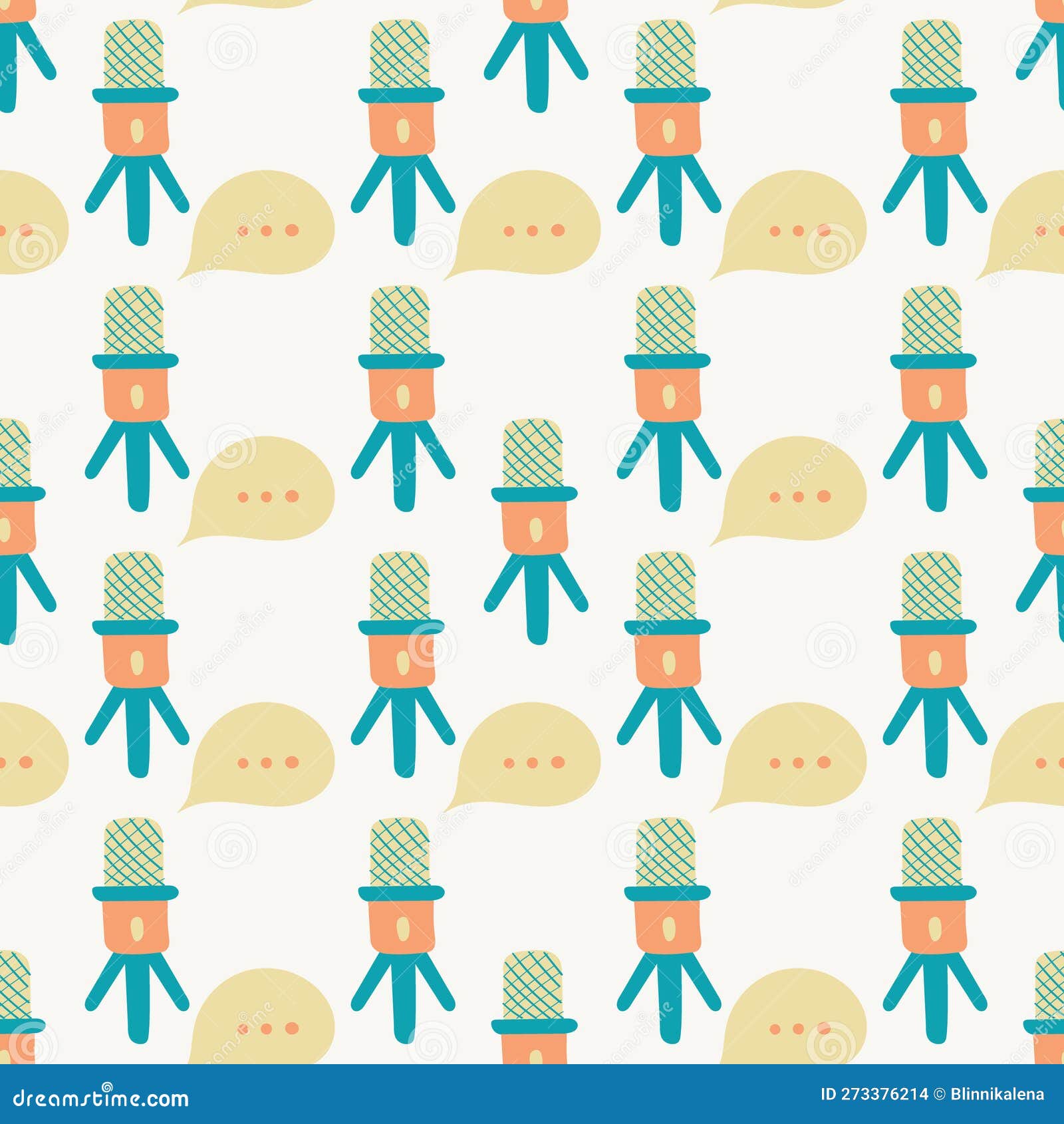 Seamless Podcast-themed Pattern. Vector Background In The Doodle Style ...