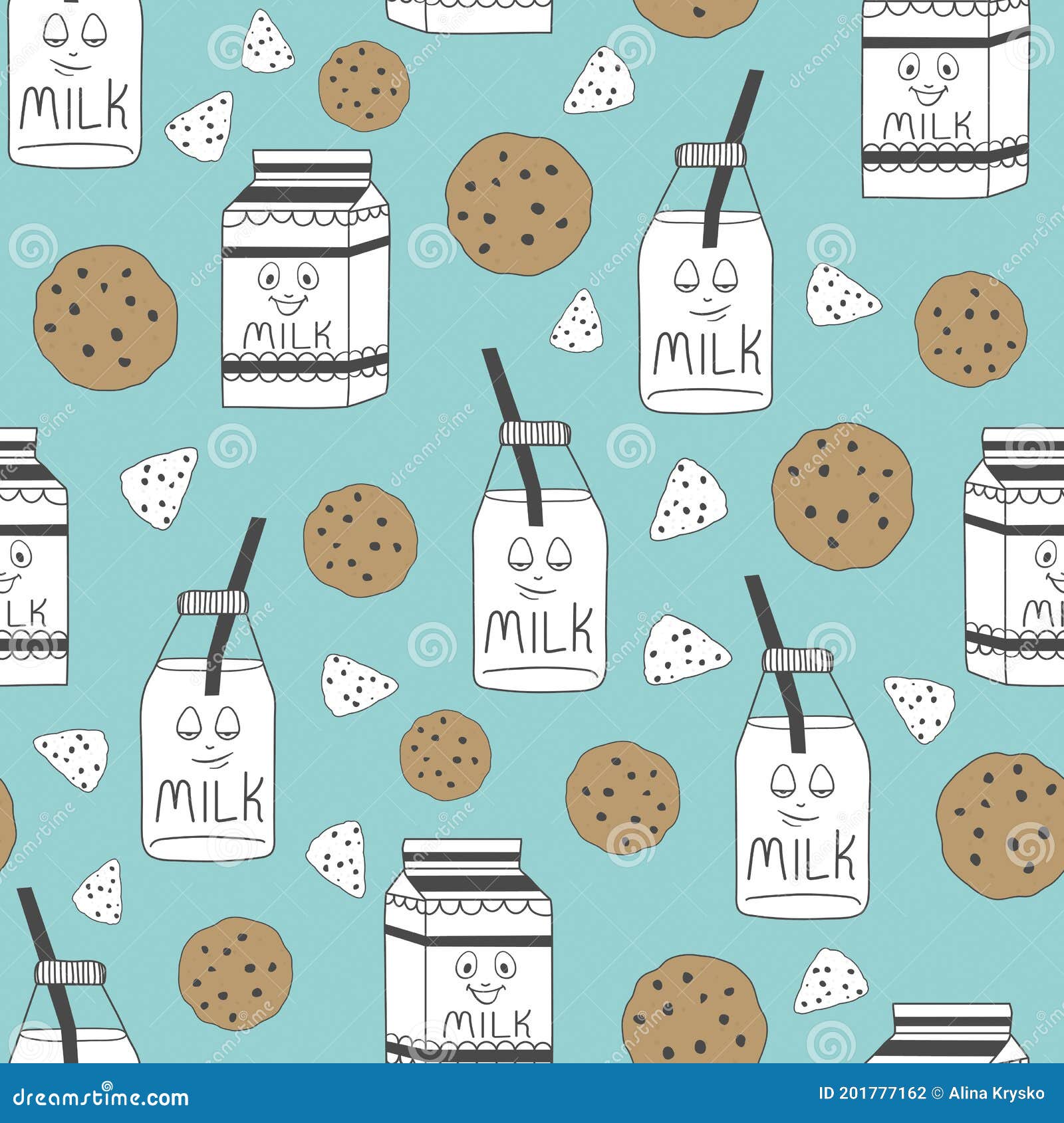 Seamless Pattern with Milk Bottles Stock Vector - Illustration of ...