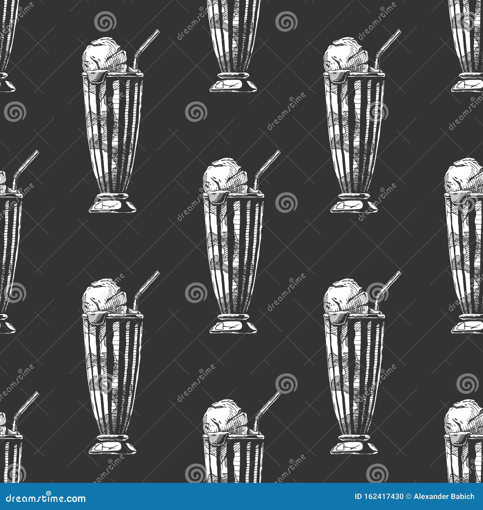 Pattern with milkshake stock vector. Illustration of etching - 162417430