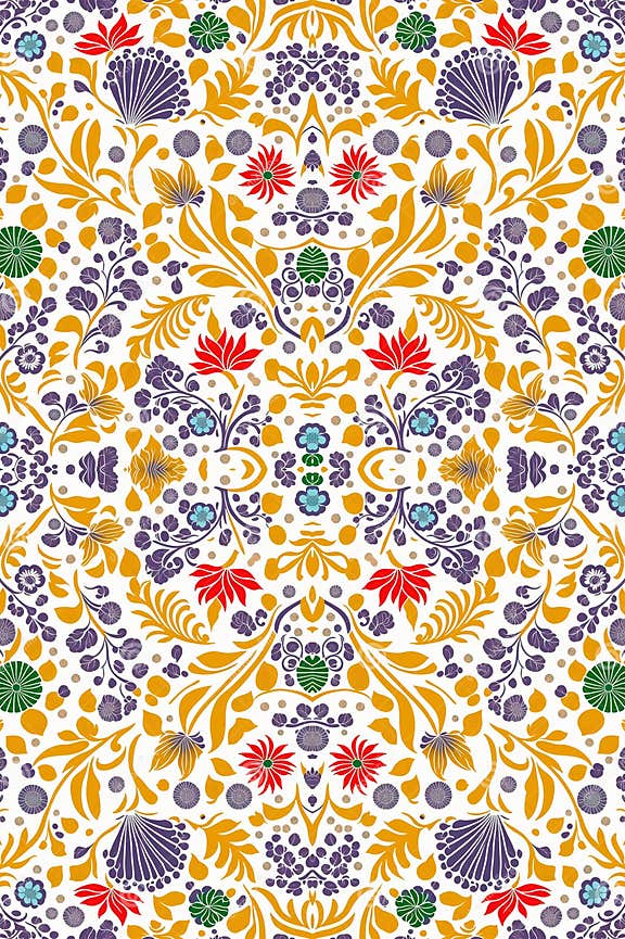 Pattern Mirror of Flowers, Branches and Leaves Textures Abstract ...