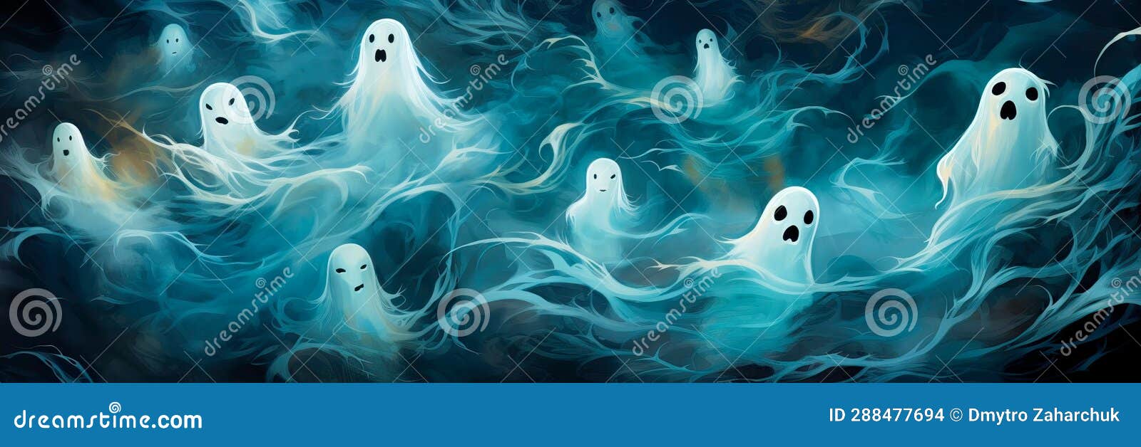 Pattern with Mischievous, Floating Ghosts in Various Sizes and ...