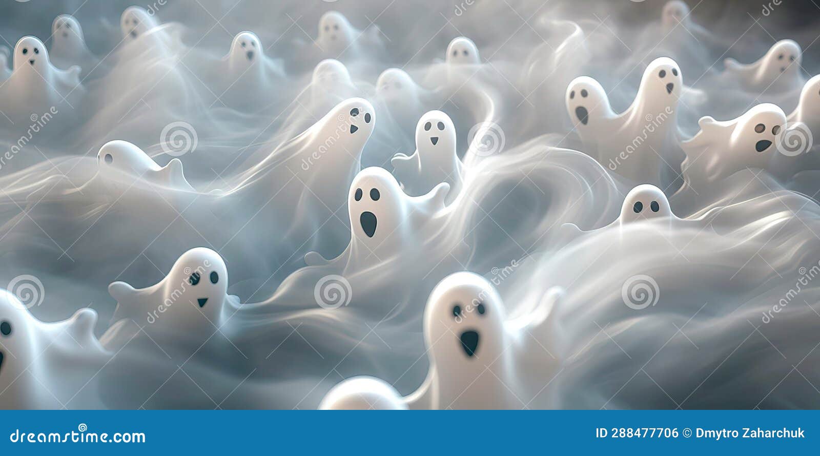 Pattern with Mischievous, Floating Ghosts in Various Sizes and ...