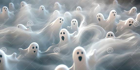 Pattern with Mischievous, Floating Ghosts in Various Sizes and ...