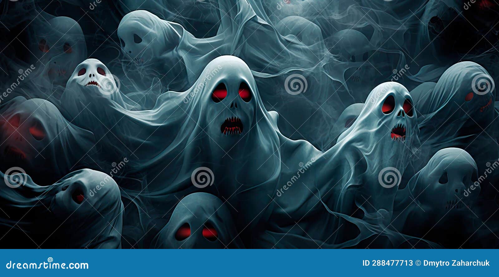 Pattern with Mischievous, Floating Ghosts in Various Sizes and ...