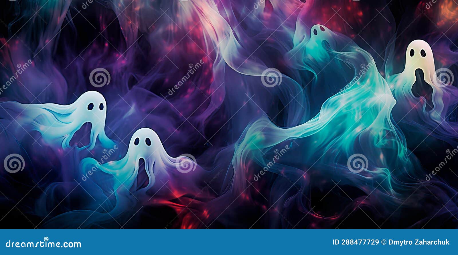 Pattern with Mischievous, Floating Ghosts in Various Sizes and ...