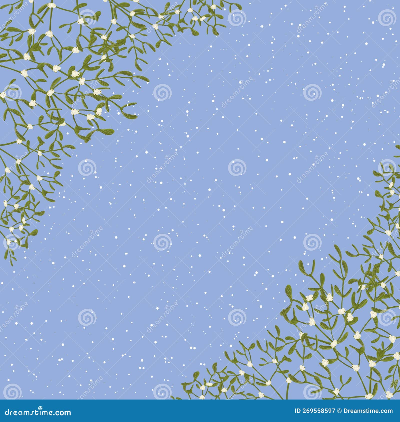 Pattern with Mistletoe on a Blue Background Stock Vector - Illustration ...