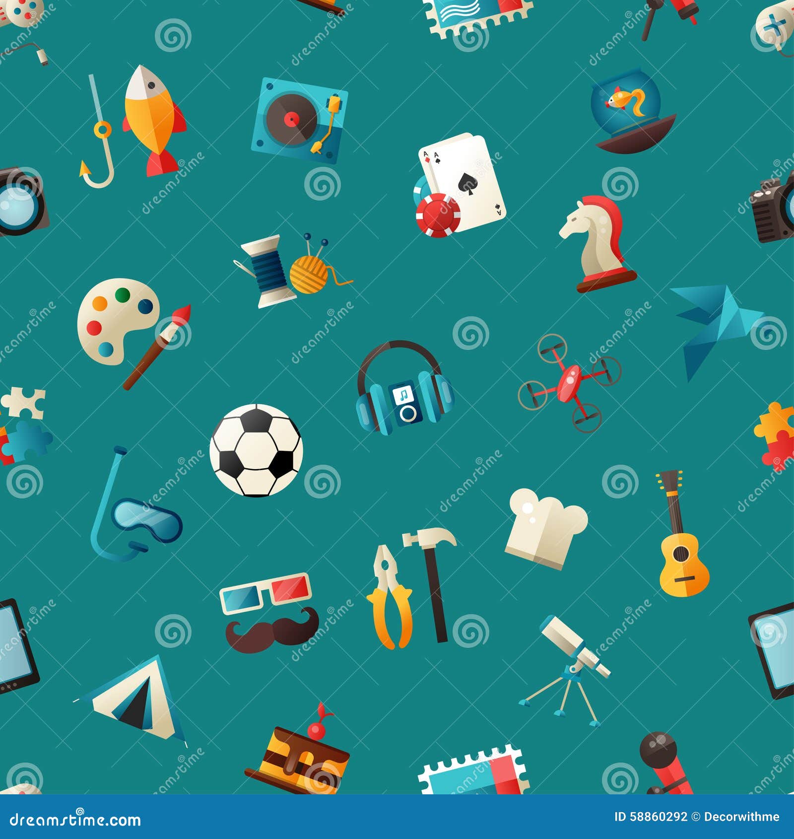 Pattern of Modern Flat Design Hobby Icons and Stock Vector ...