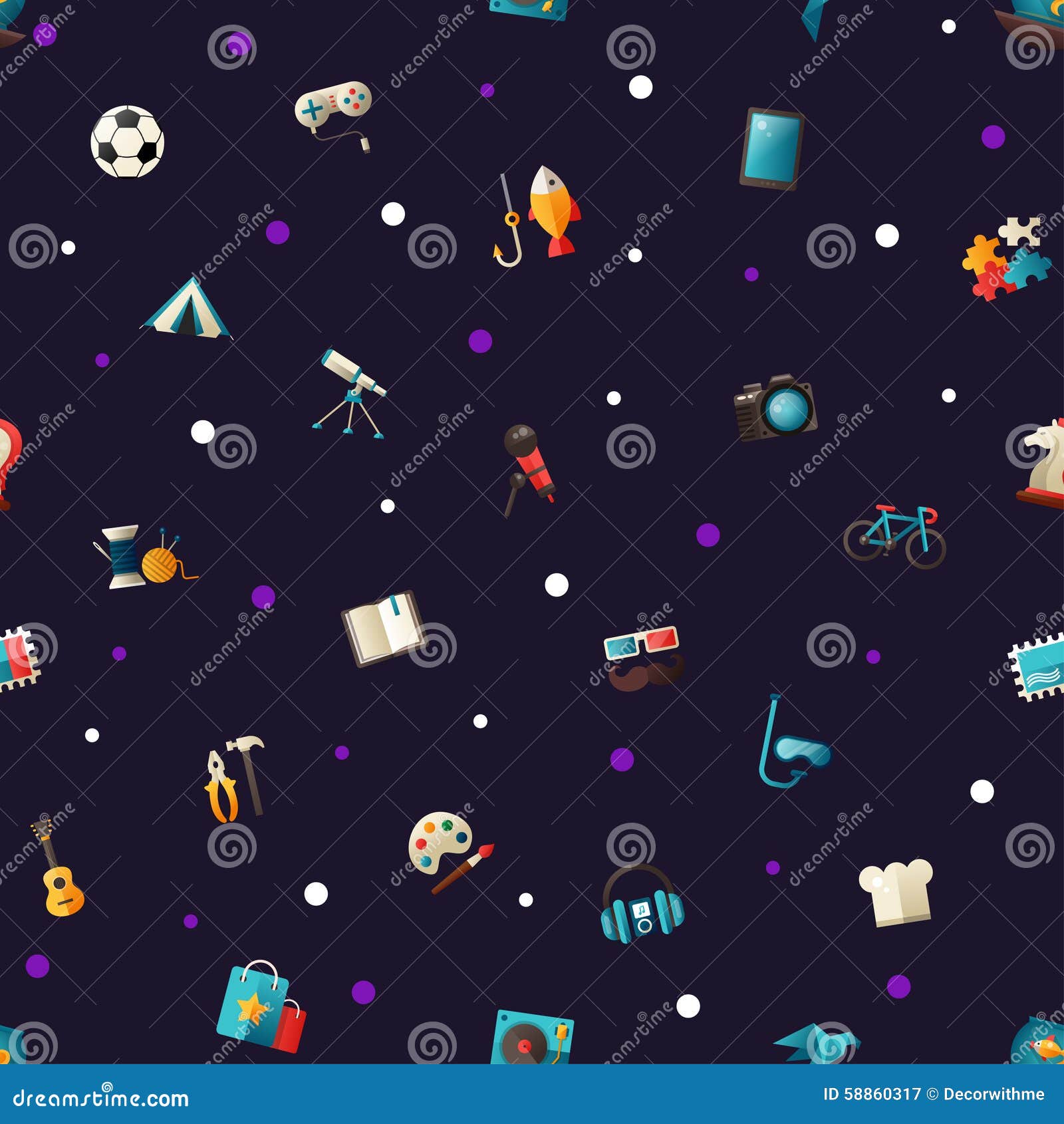 Pattern of Modern Flat Design Hobby Icons and Stock Vector ...