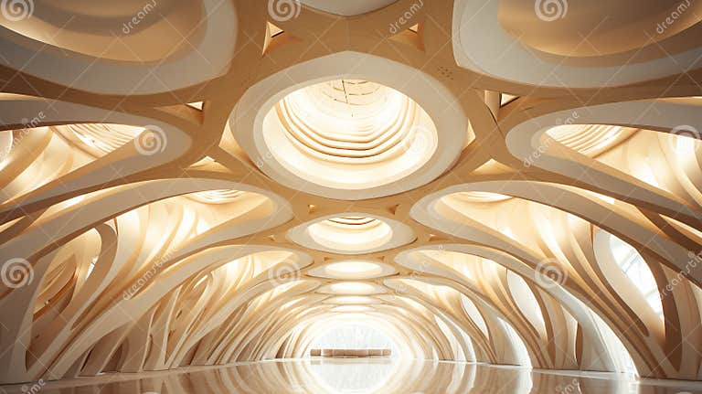 Pattern of Modern Interior Design with Curved Lines. - Generative Ai ...