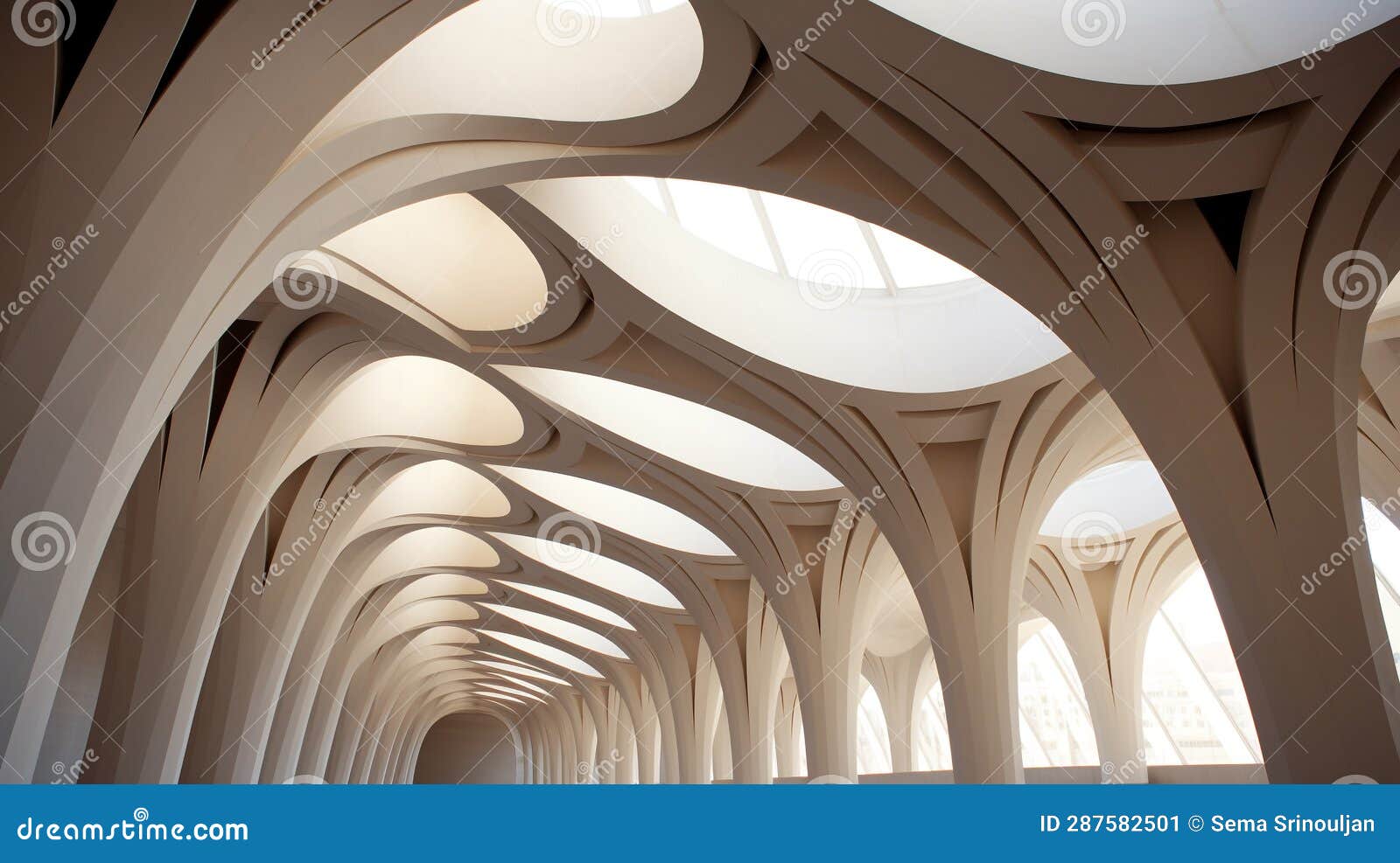 Pattern of Modern Interior Design with Curved Lines. - Generative Ai ...