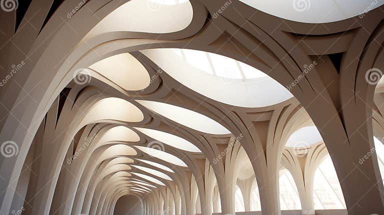 Pattern of Modern Interior Design with Curved Lines. - Generative Ai ...