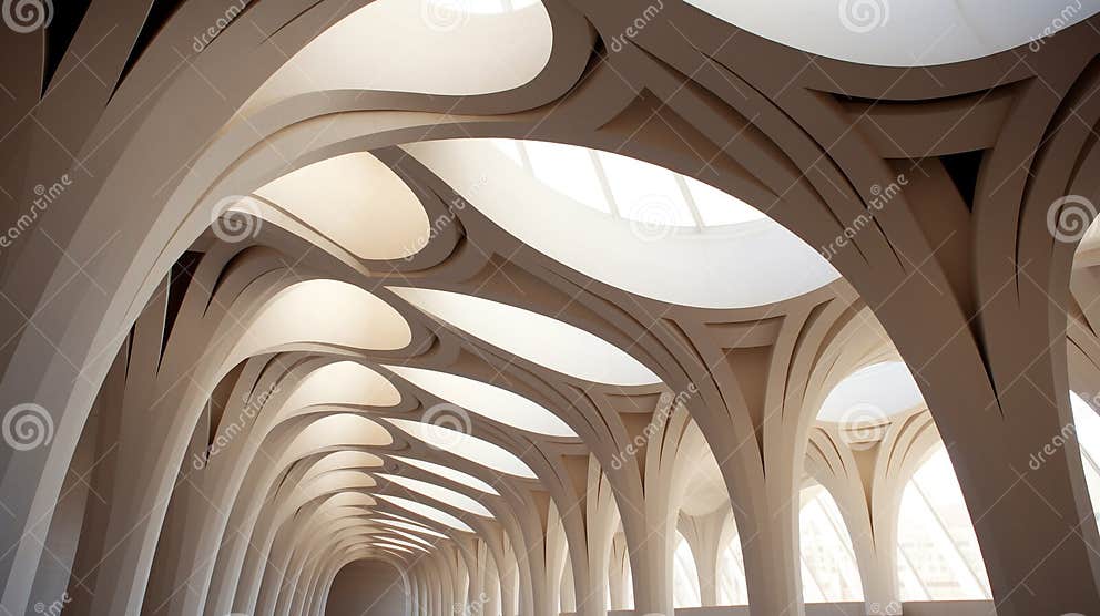 Pattern of Modern Interior Design with Curved Lines. - Generative Ai ...