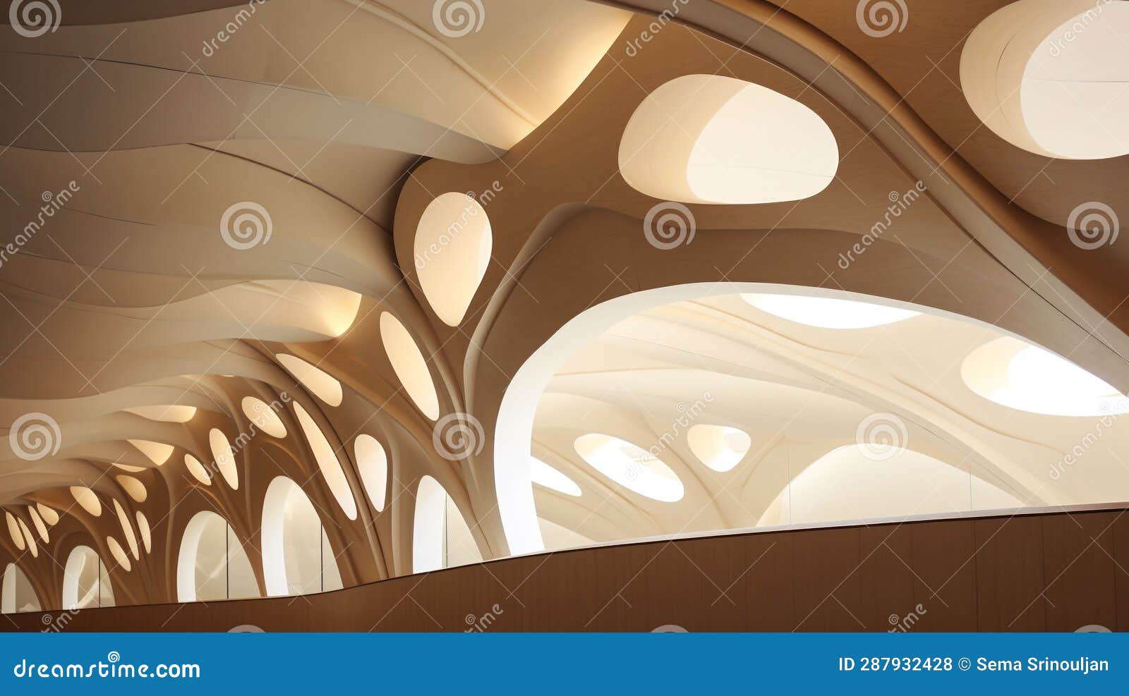 Pattern of Modern Interior Design with Curved Lines. - Generative Ai ...