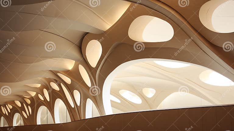 Pattern of Modern Interior Design with Curved Lines. - Generative Ai ...