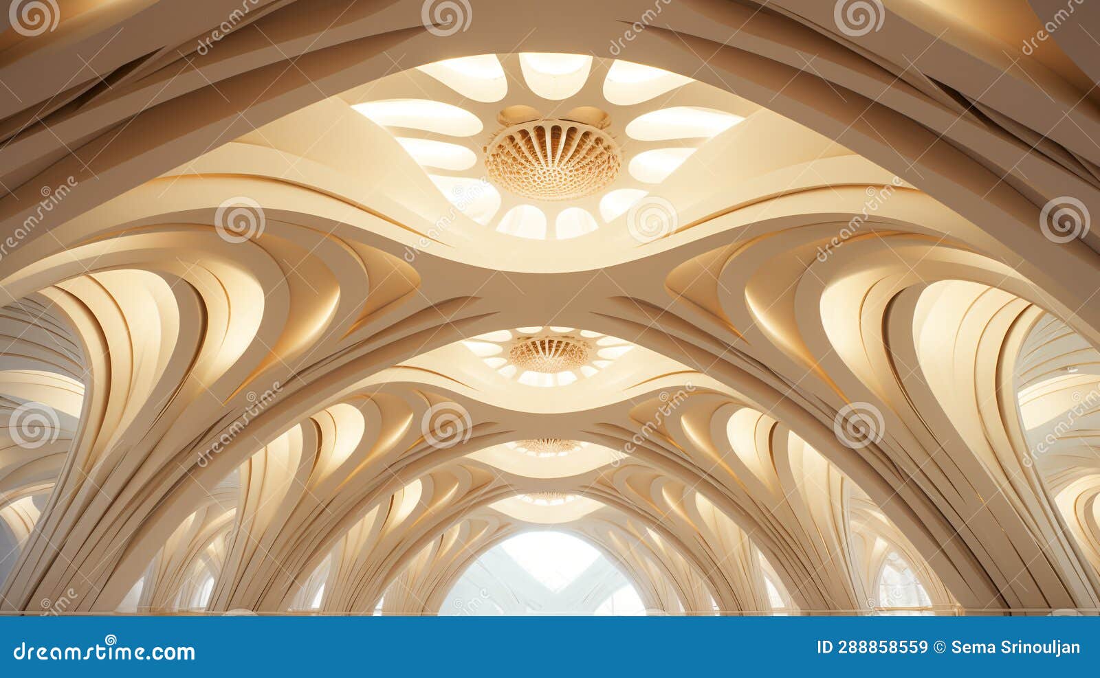 Pattern of Modern Interior Design with Curved Lines. - Generative Ai ...