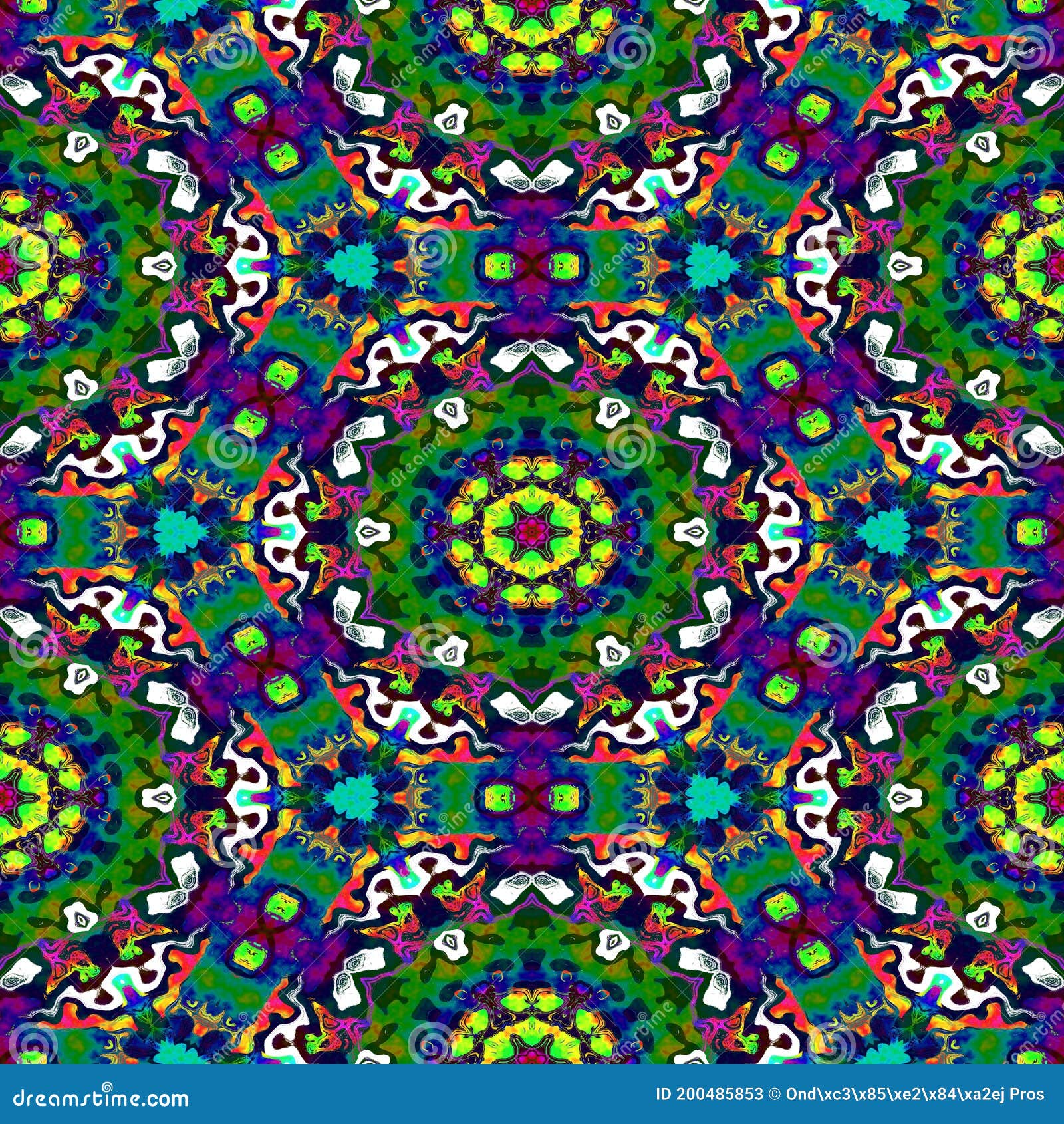 Pattern Mosaic Kaleidoscopic Seamless Generated Texture, Ornament ...