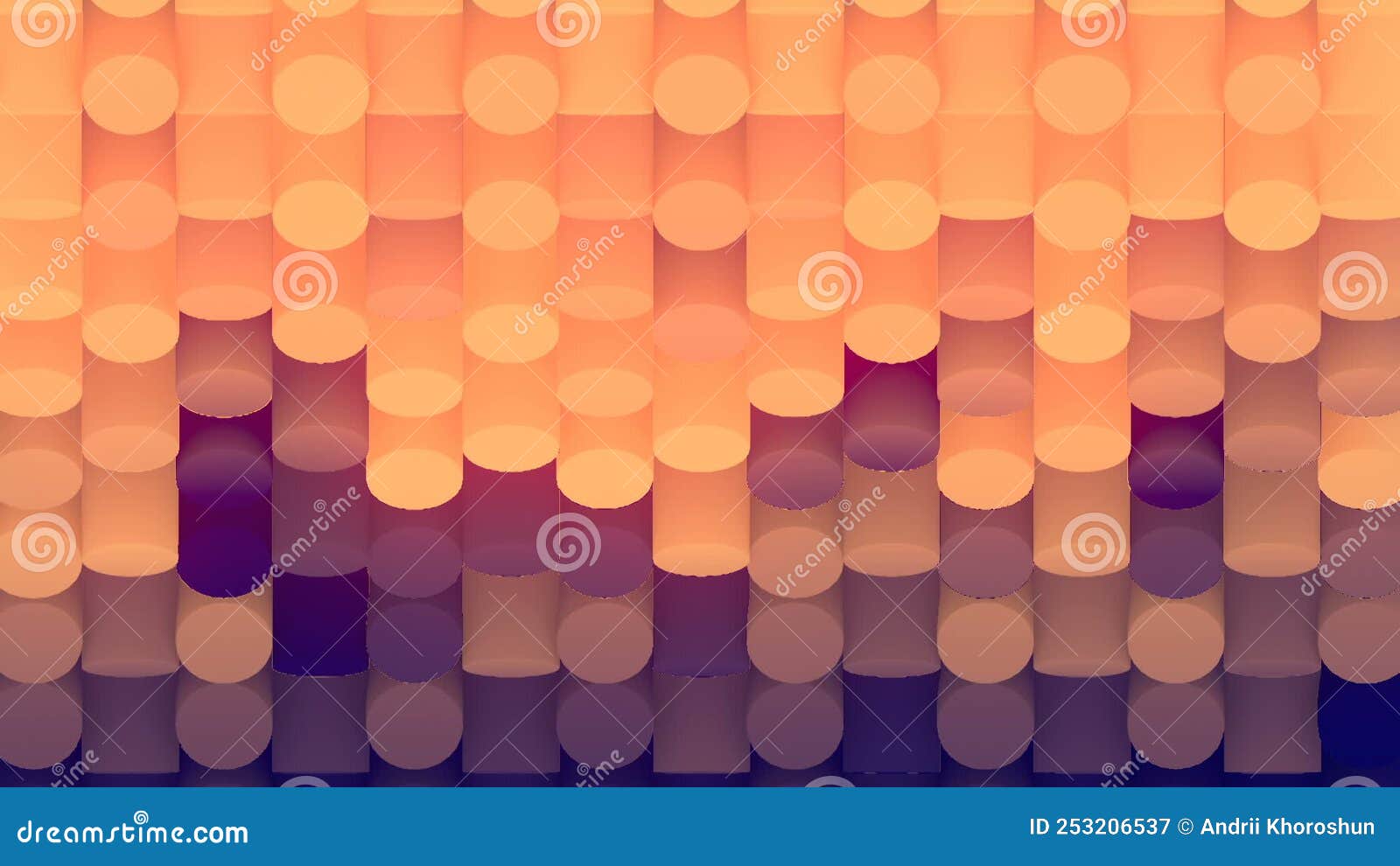 Pattern of Moving Waves, Chaotically Flashing Cylinders 3d Render Loop ...