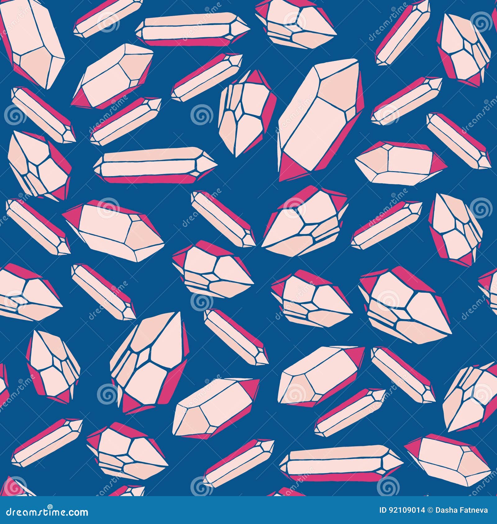 Pattern with Multi-colored Crystals. Many Crystals on a Blue Background ...