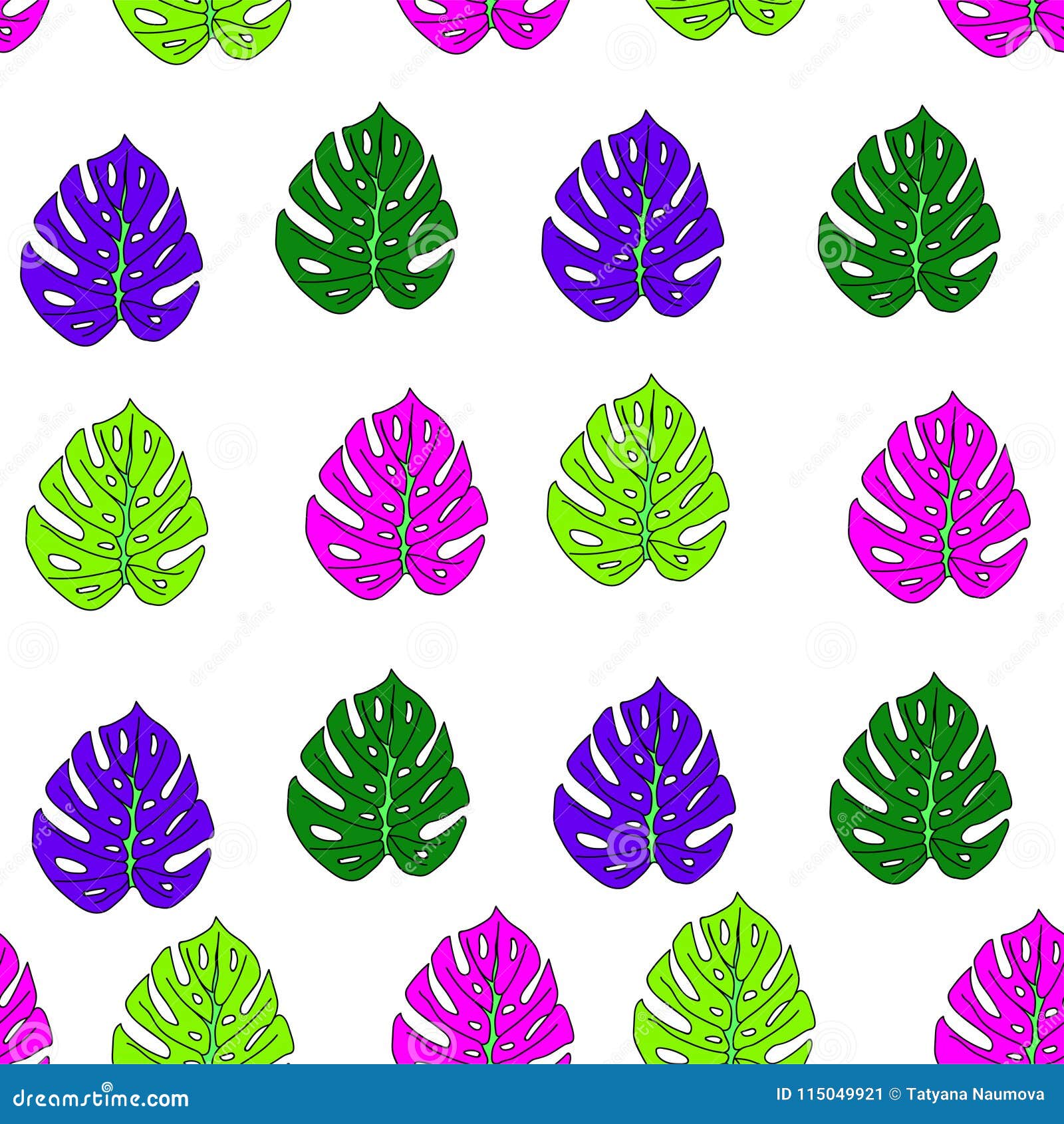 Pattern from Multi-colored Leaves Monsters Tropical Design Stock Vector ...