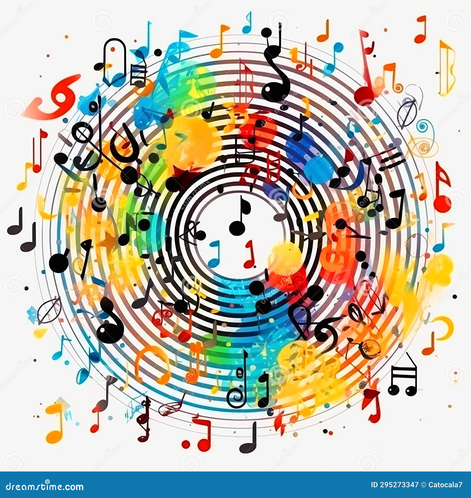 Pattern of Multi-colored Notes on White, Musical Background for the ...