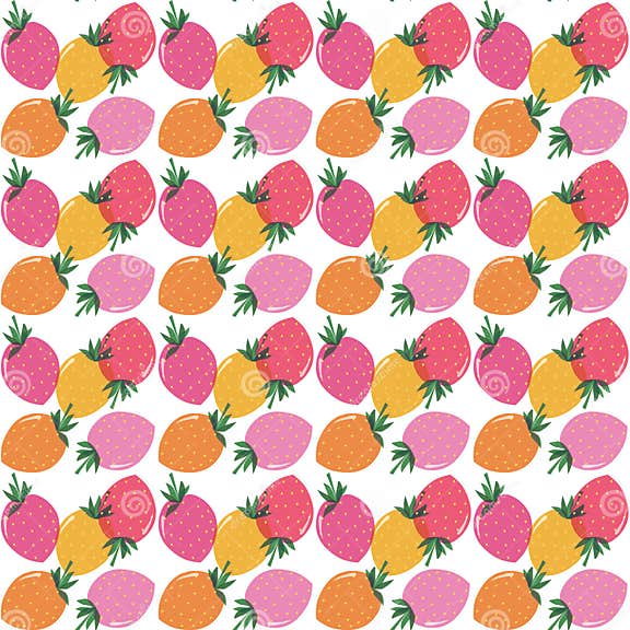 Pattern with Multi-colored Strawberries. Fresh and Sweet Berries ...
