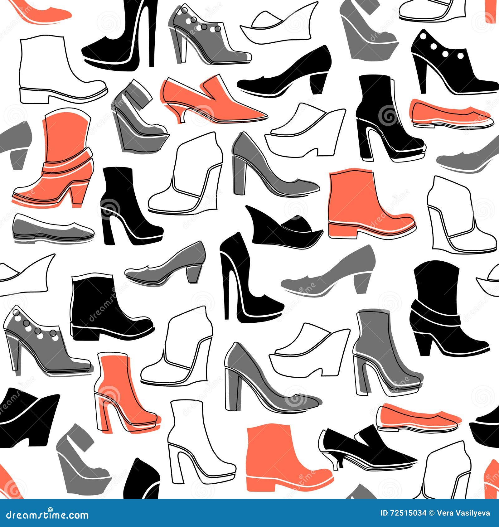 Pattern with Multicolor Different Kinds of Shoes Stock Vector ...