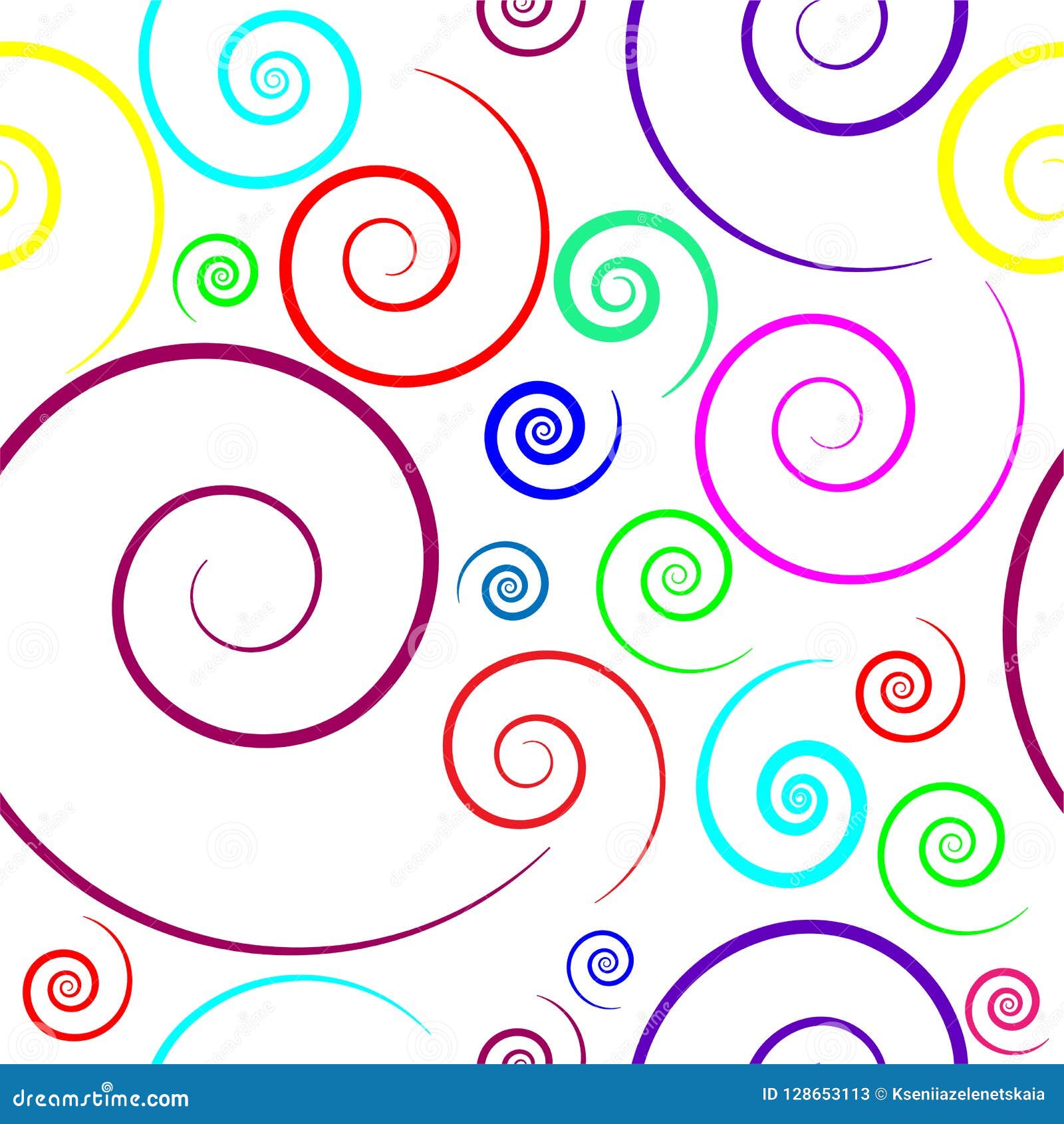 Pattern with Multicolored Spirals of Different Sizes. Stock Vector ...