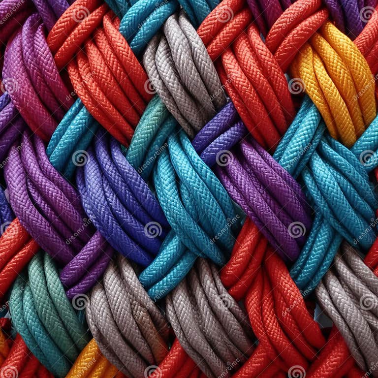 Pattern of Multicoloured Ropes and Twisted Twines. Background Stock ...