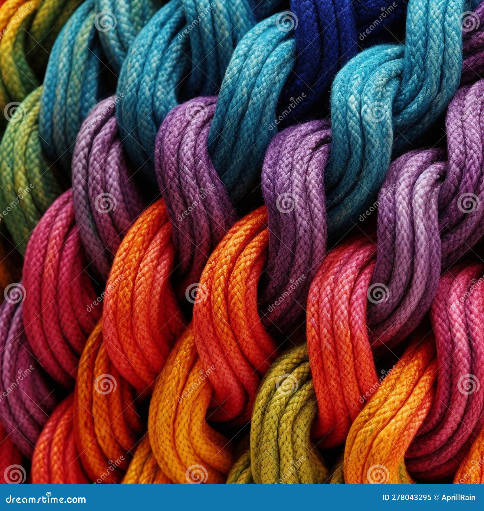 Pattern of Multicoloured Ropes and Twisted Twines. Background Stock ...