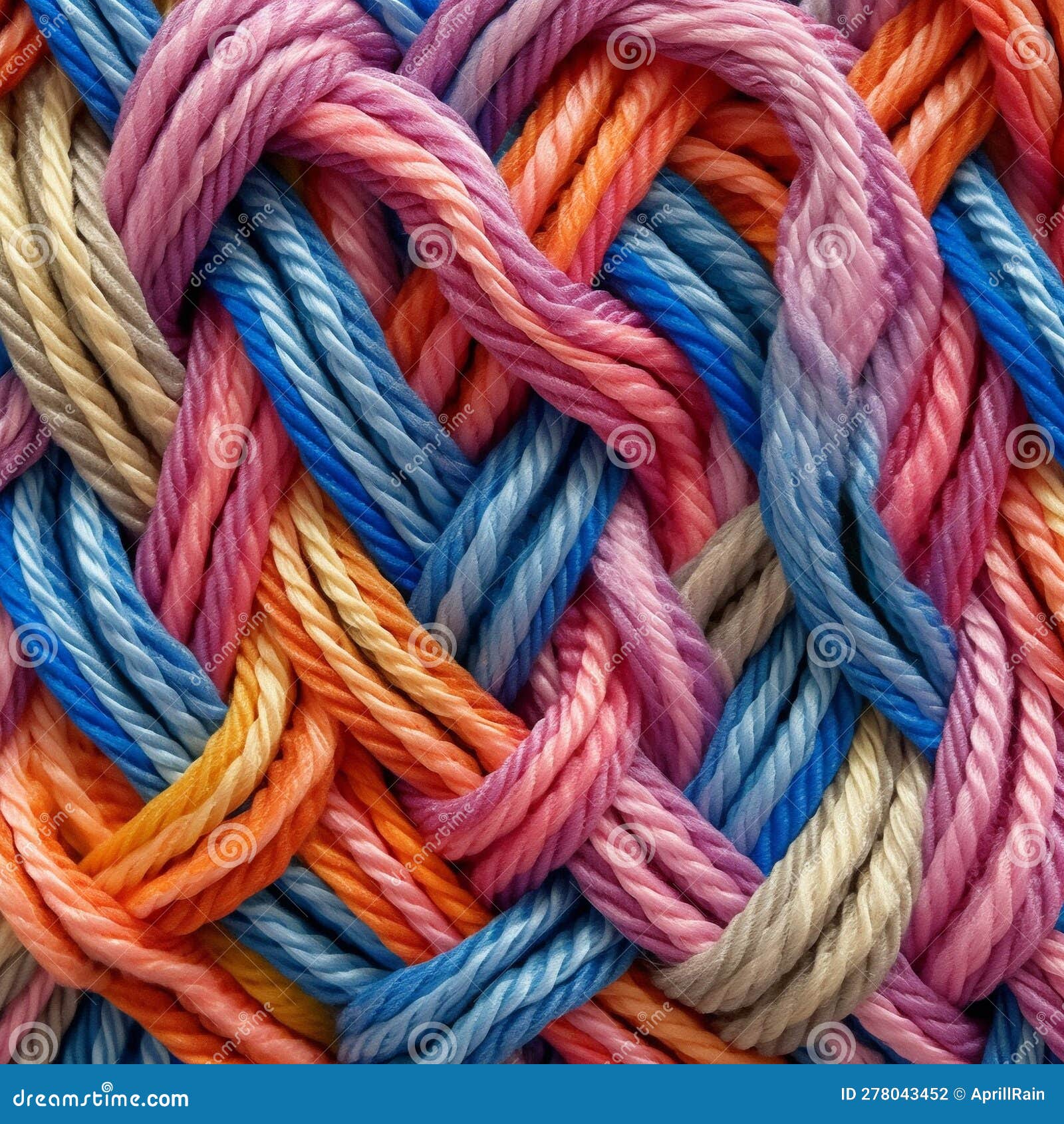 Pattern of Multicoloured Ropes and Twisted Twines. Background Stock ...